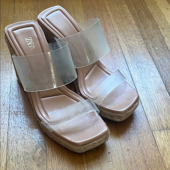 Zara | Shoes | Zara Womens Clear Strap Wedge Sandals | Poshmark